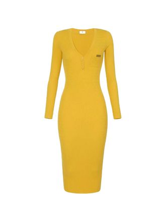 Elisabetta Franchi robe mi-longue &agrave; col v - Jaune