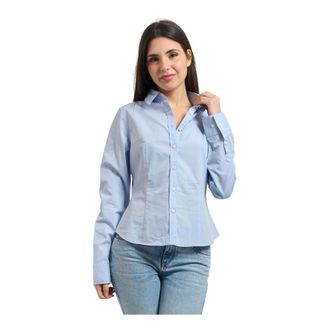 Guess Femme, Blouses et Chemises, Bleu, Taille: 36 FR Slim Fitted Shirt
