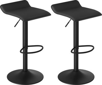 Woltu Barhocker 2er Set, H&ouml;henverstellbarer Barstuhl, 360&deg; drehbarer Bistrohocker mit Fu&szlig;st&uuml;tze, aus Kunstleder Metall, f&uuml;r Bar K&uuml;che Theke Caf&eacute;, Schwarz+Sc