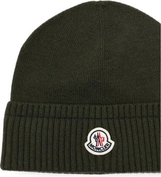Moncler M4281 Virgin Wool and Cashmere Knit Beanie - Green