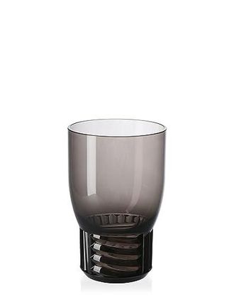 Kartell Trama Trinkglas, Thermoplastisches Technopolymer, Grau, 13 x 8,5 cm, 4-Einheiten