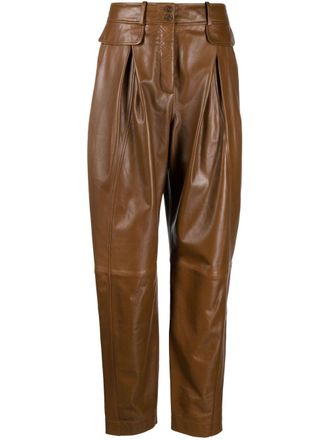 Alberta Ferretti Lederhose mit hohem Bund - Braun