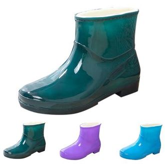 Generic Wellington Bottes de pluie courtes pour femme, l&eacute;g&egrave;res et imperm&eacute;ables, antid&eacute;rapantes, bottines Chelsea &eacute;l&eacute;gantes &agrave; talon moyen avec semelles confort
