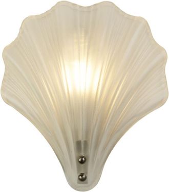 Searchlight Applique salle de bain 1L SHELL IP44 CLII m&eacute;tal argent&eacute; satin&eacute; verre givr&eacute; G9 max 33w Haut 22cm x 20cm largeur