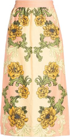 Farm Rio DELICATE FLOWER ARABESQUES PINK MIDI SKIRT