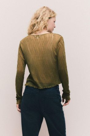 Next Strickjacke Lang&auml;rmelige, strukturierte Strickjacke mit Mesh (1-tlg)