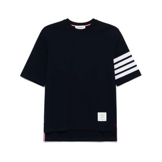 Thom Browne Jersey 4-Bar Kurzarm-T-Shirt - - Tops - Herren - Blau - S