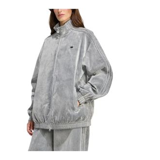 adidas Femme, Sport, Gris, Taille: 42 FR Brushed Twill Oversized Firebird Track Top