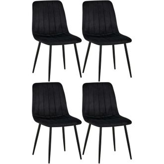 Clp Ensemble de 4 chaises de Dijon noires, velours