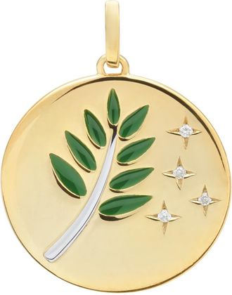 Edenly Anhänger Ölzweig - Grüner Lack - 4 Diamanten