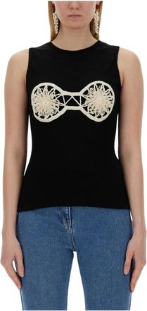 Magda Butrym Femme, Tops, Noir, Taille: 38 FR Sleeveless Knit Top with Embellishment