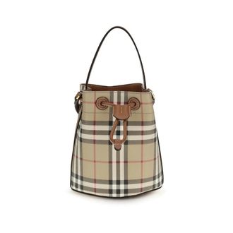 Burberry Mini Check Bucket Bag - - Bags - Damen - Beige - ONE SIZE