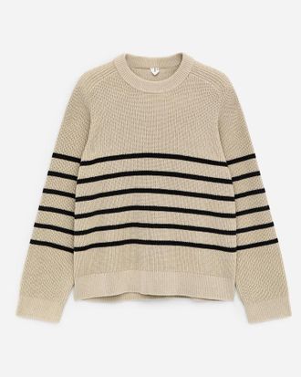 Arket Rundhalspullover Aus Baumwolle -Beige