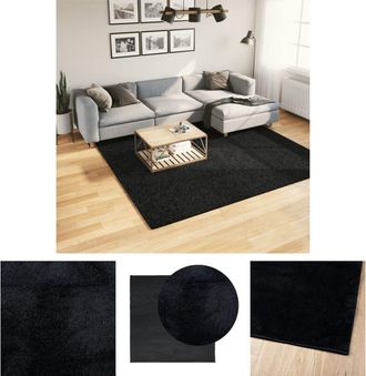 vidaXL The Living Store Teppich OVIEDO Kurzflor Schwarz 240x240 cm - Teppiche