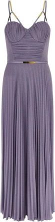 Elisabetta Franchi Femme, Robes, Violet, Taille: 42 FR Metallic Pleated Skirt Belt