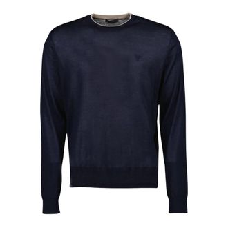 Prada Blauer Woll- und Seidenpullover - - Knitwear - Herren - Blau - L