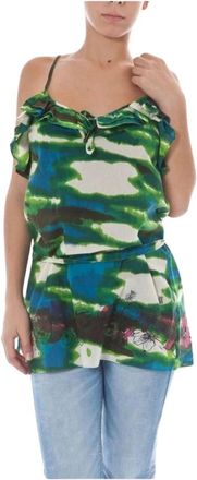 John Galliano Femme, Blouses et Chemises, Multicolore, Taille: 34 FR TieDye VNeck Blouse