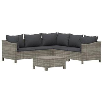 vidaXL Vidaxl - Salon de jardin 6 pcs avec coussins Gris R&eacute;sine tress&eacute;e
