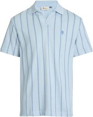 Faguo Polo Blache manches courtes &agrave; rayures en coton m&eacute;lang&eacute;