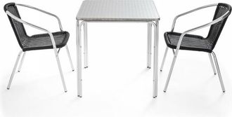 Oviala Table de jardin carr&eacute;e et 2 fauteuils en aluminium