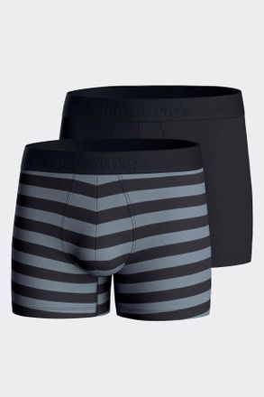 Eden Park Lot De Deux Boxers Unis Et Cercl&eacute;s En Jersey De Coton Stretch Marine Et Gris