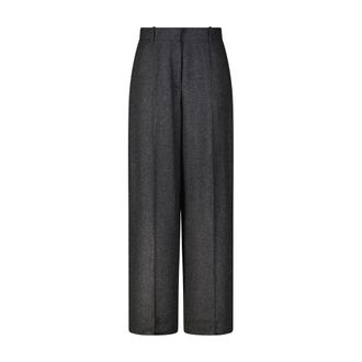 Toteme Femme, Pantalons, Gris, Taille: 40 FR Pantalon en flanelle &agrave; coupe d&eacute;contract&eacute;e en laine m&eacute;lang&eacute;e
