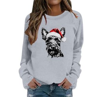 Generic Sweatshirt décontracté sans Capuche pour Femmes en Polaire Douce Motif imprimé Chaleureux Version Confort et stylefestif sans Capuche (Light Gray, XXX