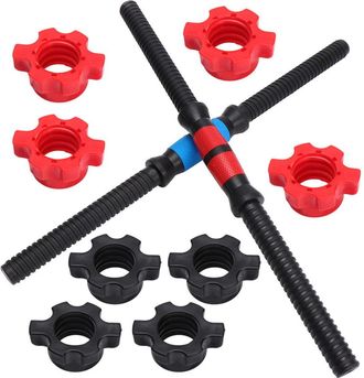 Luxshiny 50cm Hantelstange mit R&auml;ndelung und 4 Muttern Rutschfeste Hantel Verbindungsstange aus Stahl f&uuml;r Krafttraining Zuhause Ersatzstange f&uuml;r Kurzhantel und