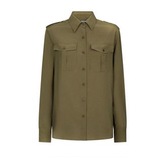 Dondup Lang&auml;rmeliges Hemd mit Knopfleiste und aufgesetzten Taschen - - Blouses & Shirts - Damen - Gr&uuml;n - M
