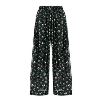 Dolce & Gabbana Femme, Pantalons, Noir, Taille: 36 FR Pantalon en Twill de Soie &agrave; Imprim&eacute; Floral
