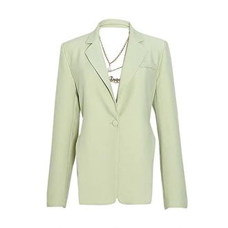 Generic Manteau alternatif pour femme 2023 Street irr&eacute;gulier cha&icirc;ne en m&eacute;tal petit costume femme manteau femme &eacute;l&eacute;gant trench, vert, M