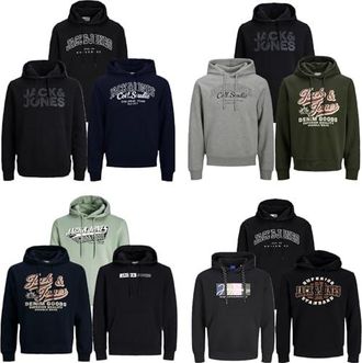 Jack & Jones Lot de 3 pullovers &agrave; capuche, en coton m&eacute;lang&eacute;, sweat-shirts, pour hommes, tailles S, M, L, XL 2XL 3XL, 4XL, 5XL, grande taille PS, plus grande taille