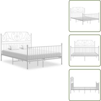 vidaXL Bettgestell Wei&szlig; Metall 160x200 cm - Metallbett - Doppelbett - Wei&szlig;es Bett - Bettrahmen - Boxspringbetten