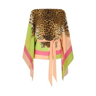 Roberto Cavalli Femme, Blouses et Chemises, Multicolore, Taille: 36 FR Kaftan en soie avec imprim&eacute; Cavalli Pop