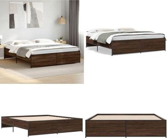 vidaXL Bettgestell Braun Eichen-Optik 180x200 cm Holzwerkstoff Metall - Holzbettrahmen - Doppelbett - Bettkasten - Lattenrost - Massivholzbette - Home &