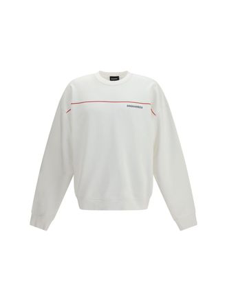 Dsquared2 Mens Cotton Crew Neck Sweatshirt White Sweatshirts Sweater