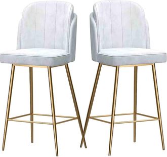 Generic Barhocker-Set (2er-Pack), Barhocker mit Fu&szlig;st&uuml;tze und doppelter R&uuml;ckenlehne, hohe Hocker f&uuml;r K&uuml;che und Esszimmer