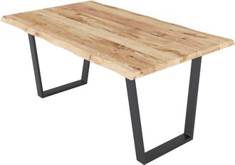 Ars Natura home24 Esstisch Alessia 200cm Baumkante Braun Trapezförmig Schwarz