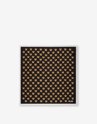 Moschino Foulard en soie Allover Teddy Bear - Noir