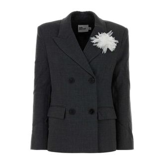 Self Portrait Graphit Twill Oversize Blazer - - Jackets - Damen - Grau - M