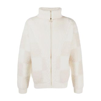Casablanca Homme, Pulls, Blanc, Taille: M Cardigan Bouclé à Carreaux