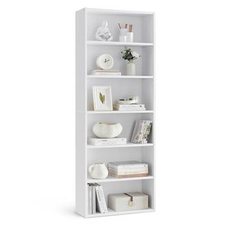 Vasagle Biblioth&egrave;que, &Eacute;tag&egrave;re sur 6 Niveaux, Meuble de Rangement Ouvert, &Eacute;tag&egrave;re, 24 x 60 x 160,7 cm, pour Salon, Bureau, Salle &agrave; Manger, Blanc Nuage LBC166T1