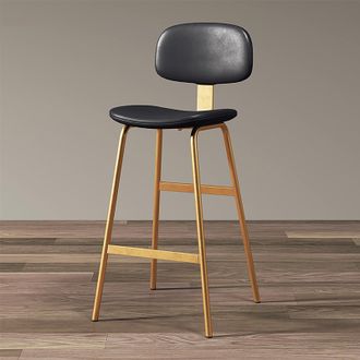 Generic Modernes 74 cm hohes Barhocker-Set (1/2) in Schwarz - K&uuml;chenhocker in Tresenh&ouml;he aus Kunstleder mit Metallbeinen, armlehnenlosem Design und Fu&szlig;st&uuml;tze 