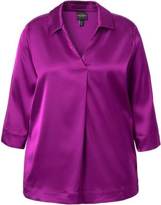 Ulla Popken Druckbluse Satinbluse Hemdkragen Zierfalte 3/4-Arm
