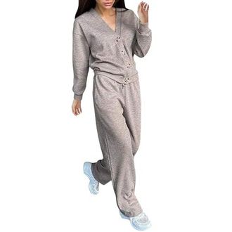 Generic Surv&ecirc;tement pour femme - Couleur unie - Avec chapeau - Tenue de sport 2 pi&egrave;ces - Ensemble de surv&ecirc;tement pour femme - Ensemble de gym pour femme - Ten