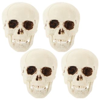 Hemobllo 4 St&uuml;ck Halloween Plastikskelettkopf Realistisches Sch&auml;delmodell Gruselige Partydeko f&uuml;r Bar Wohnraum Langlebige Dekoaccessoires