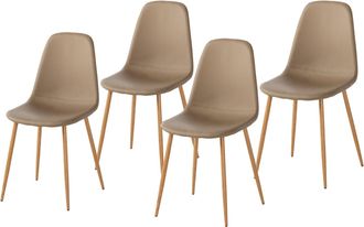 KIYDOO home24 Polsterstuhl Iskmo 44 x 87 x 52cm Beige/Taupe 4er Set