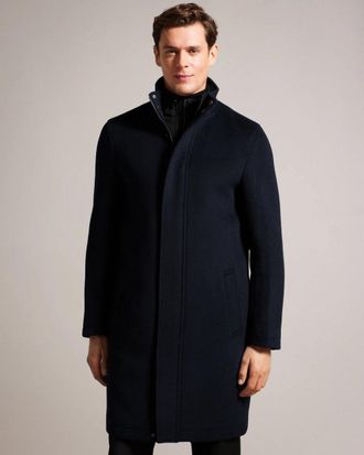 Ted Baker Ederson Herren Wollmischung Stehkragenmantel