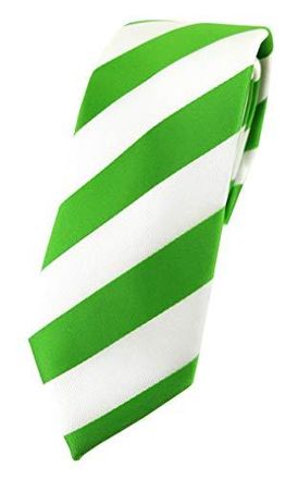TigerTie Cravate fine &agrave; rayures. - Vert - Taille Unique