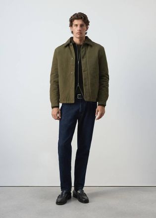 Mango Quilted jacket with corduroy collar kaki - Homme - XXL - MANGO MAN